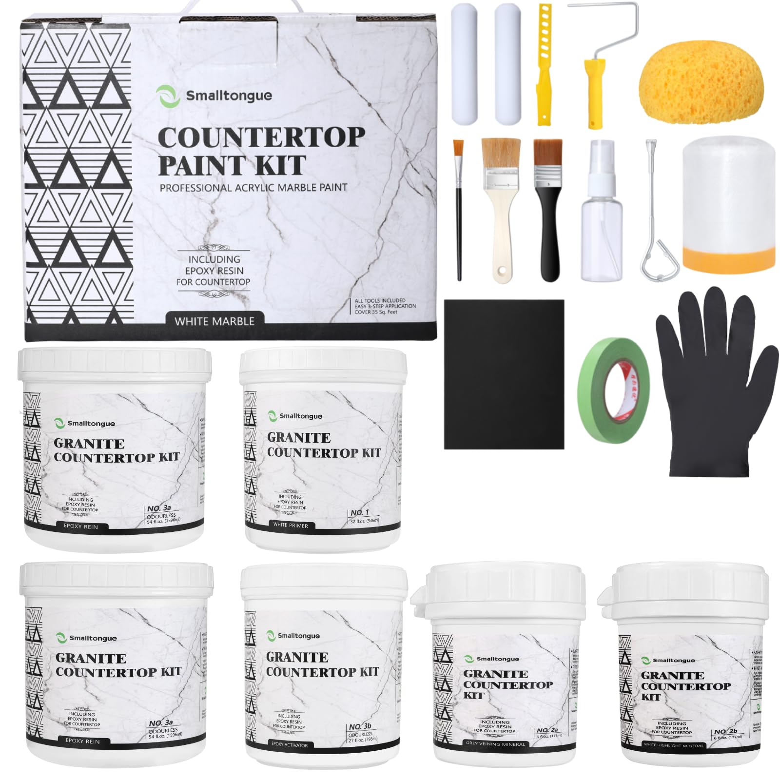 Smalltongue White Marble Countertop Paint Kit(Including Epoxy Resin ...