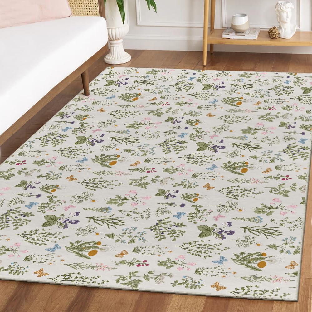 Amazon.com: Artoid Mode Wild Floral Antique Herbs Area Rug, Home Decor ...