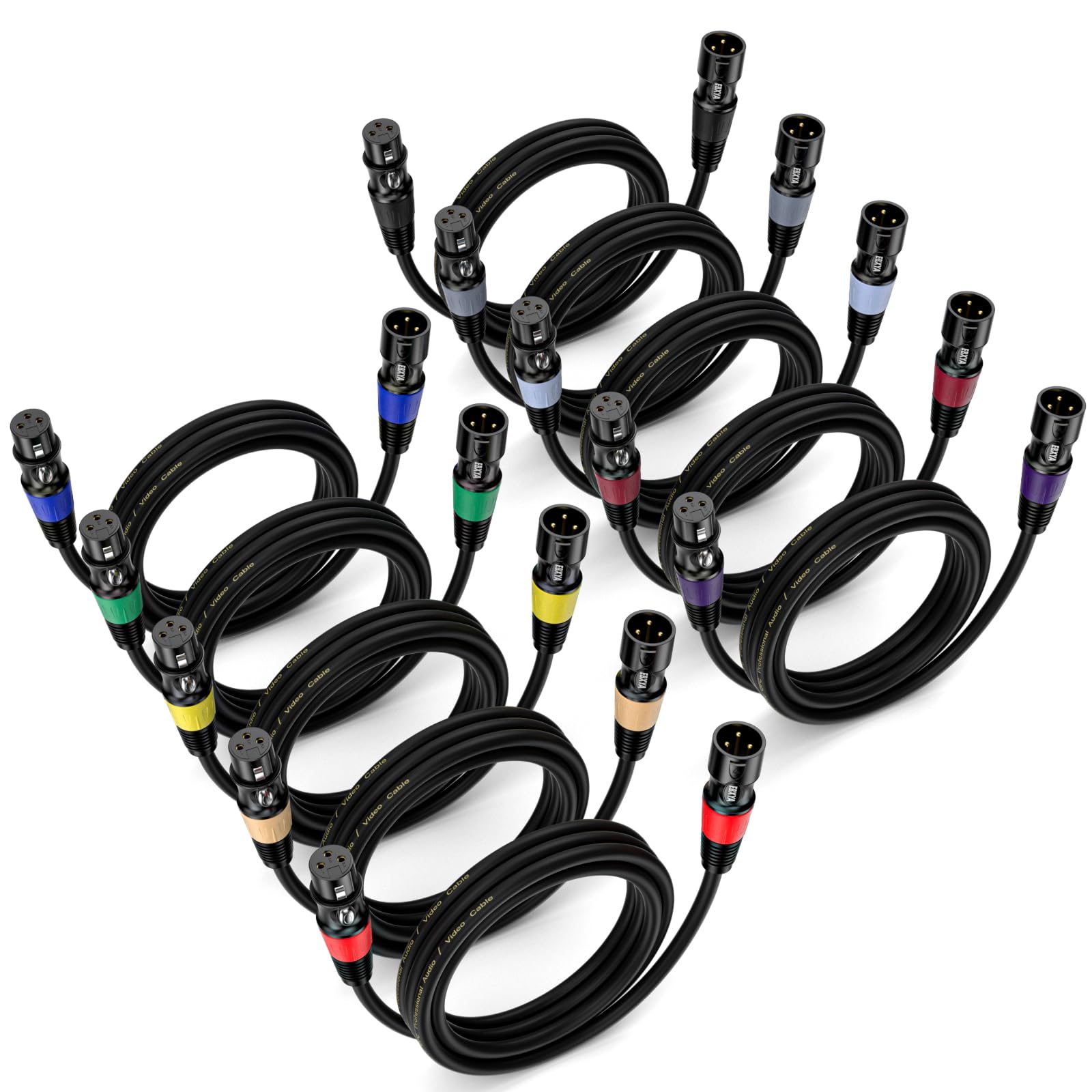 Amazon.com: EBXYA XLR Cables 3ft 10 Pack - Standard XLR Male to Female ...