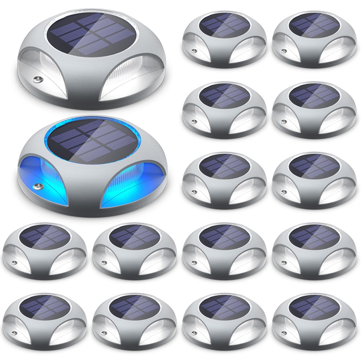 SIEDiNLAR Solar Deck Lights Outdoor LED Driveway Markers Dock Light ...