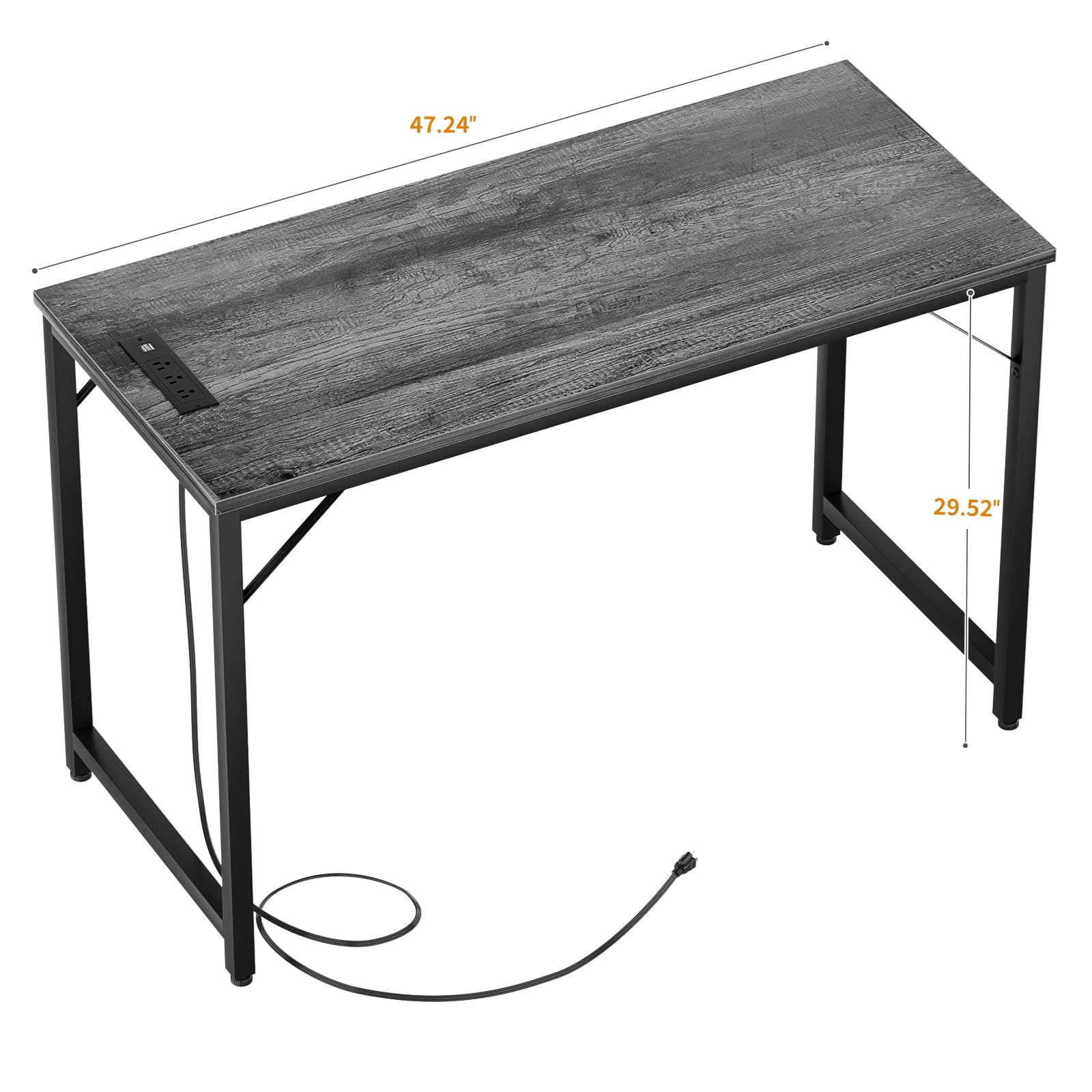 iSunirm Computer Desk with Power Outlets and USB Charging Ports, 48 ...