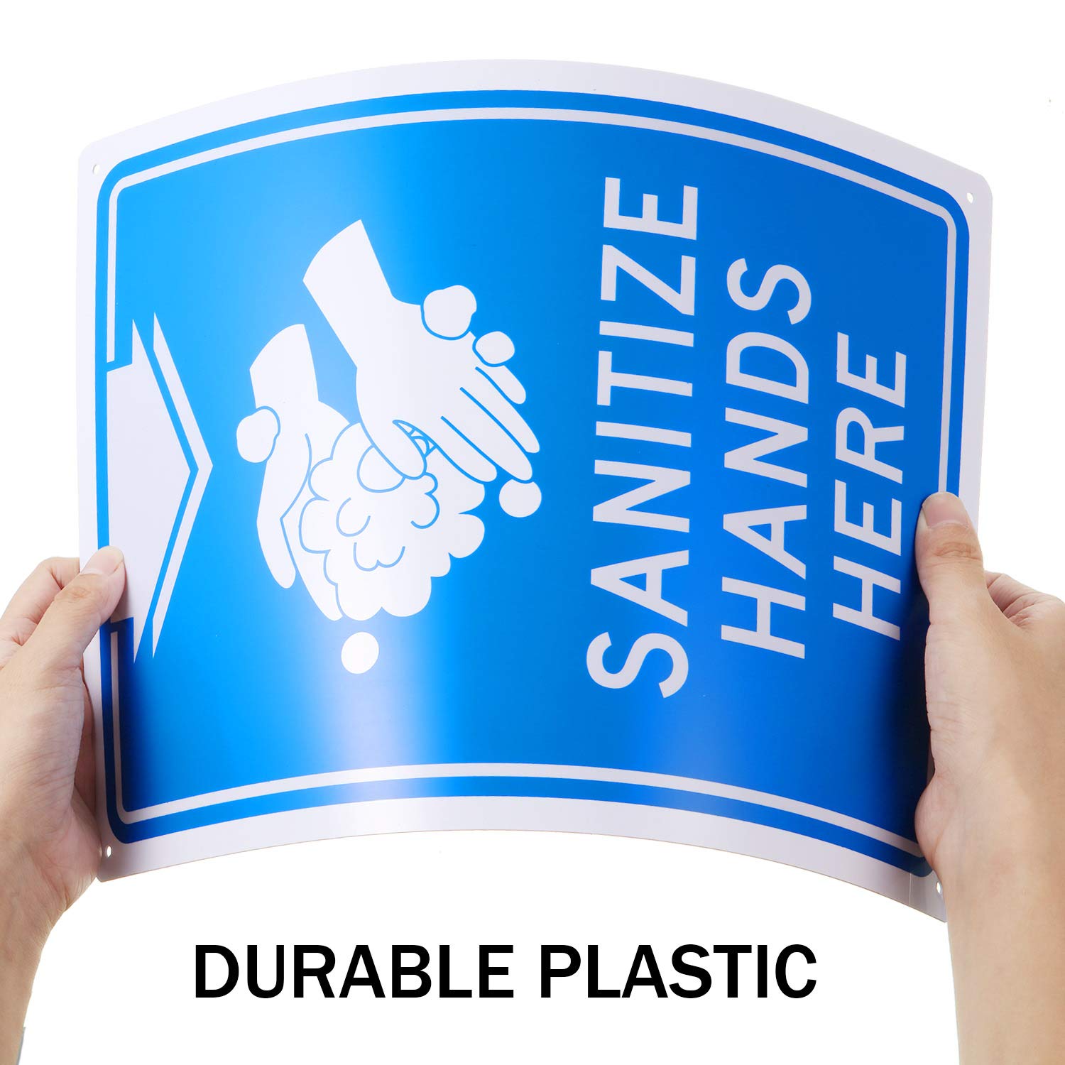 2 Pieces Sanitize Hands Here Sign and Face Covering Sign, Warning Signs ...