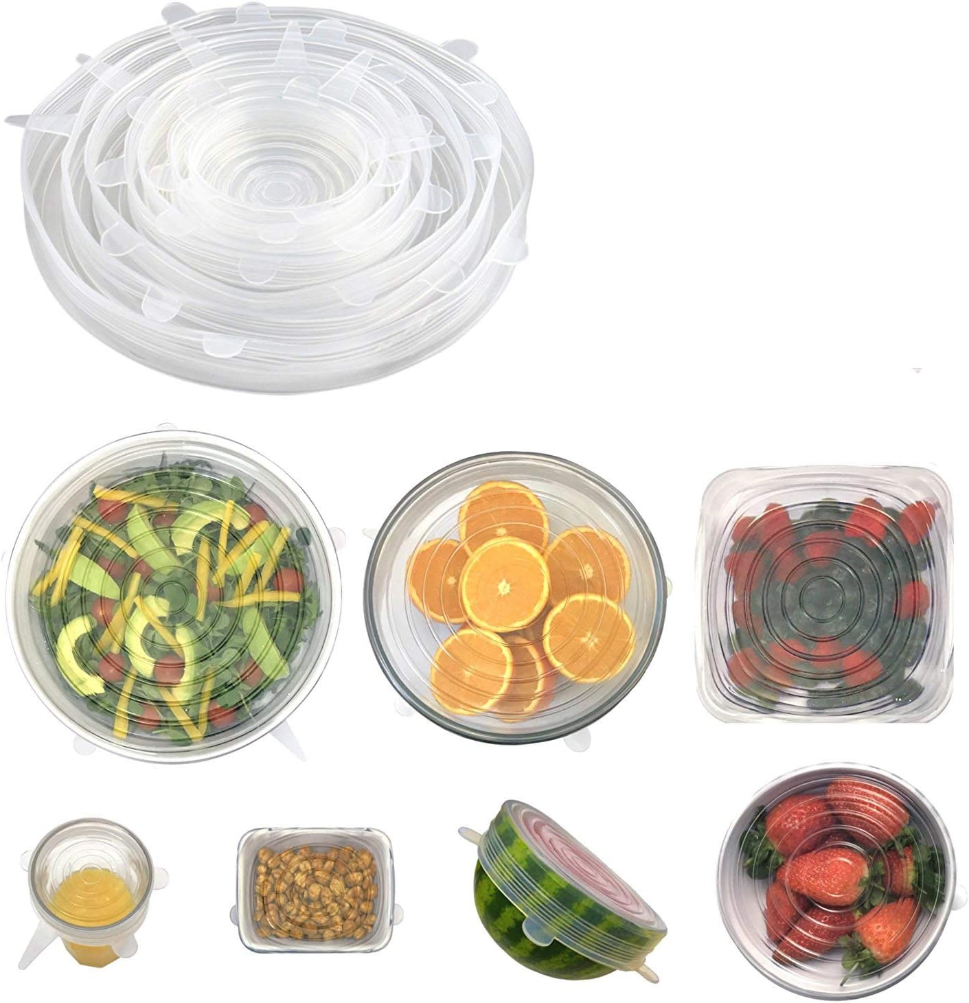 Amazon.com: Silicone Stretch Lids Durable Reusable 6 PCS Food Save ...
