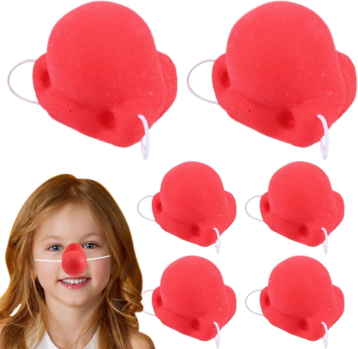 Pack of 6 Red Clown Noses - Red Foam Clown Nose | Red Sponge Nose with ...