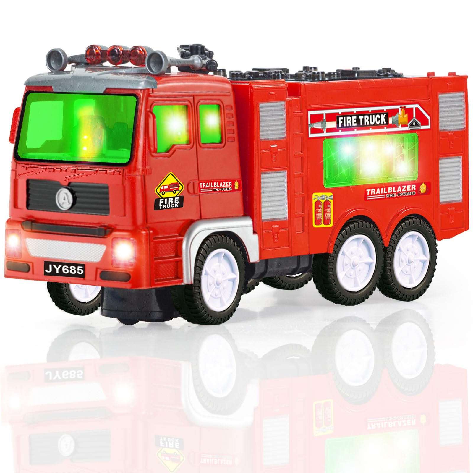 Buy Ynanimery Red Electric Fire Truck Toys-With Flashing 4D Lights ...