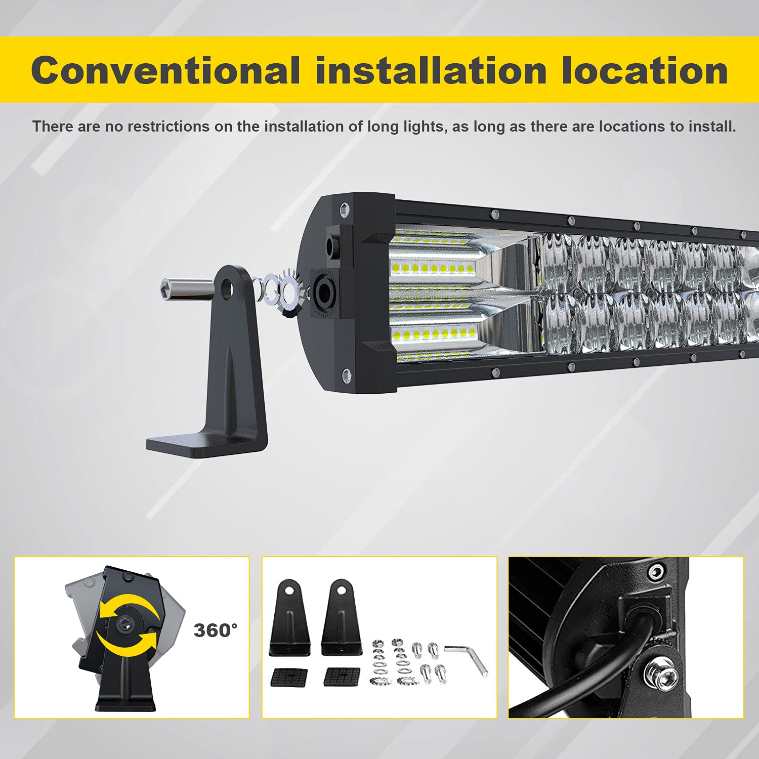 FEELON 5D 52inch 300W LED Light Bar + 4 inch White/Amber Yellow LED ...