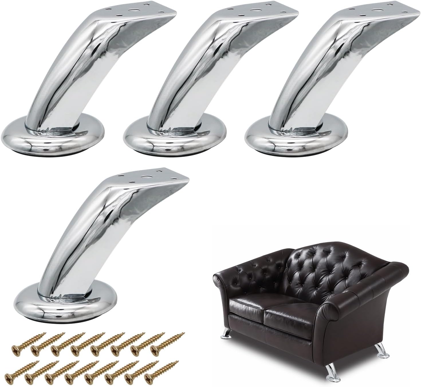 Amazon.com: UTALIND 4 Pcs Furniture Legs 3.5 inch Metal Sofa Legs ...