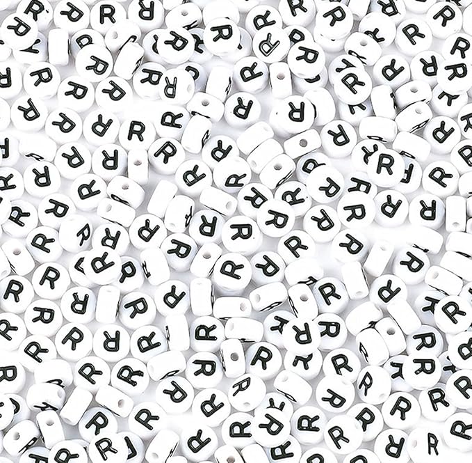 Amazon.com: Bxwoum 100PCS Letter Beads White Round Acrylic Alphabet ...