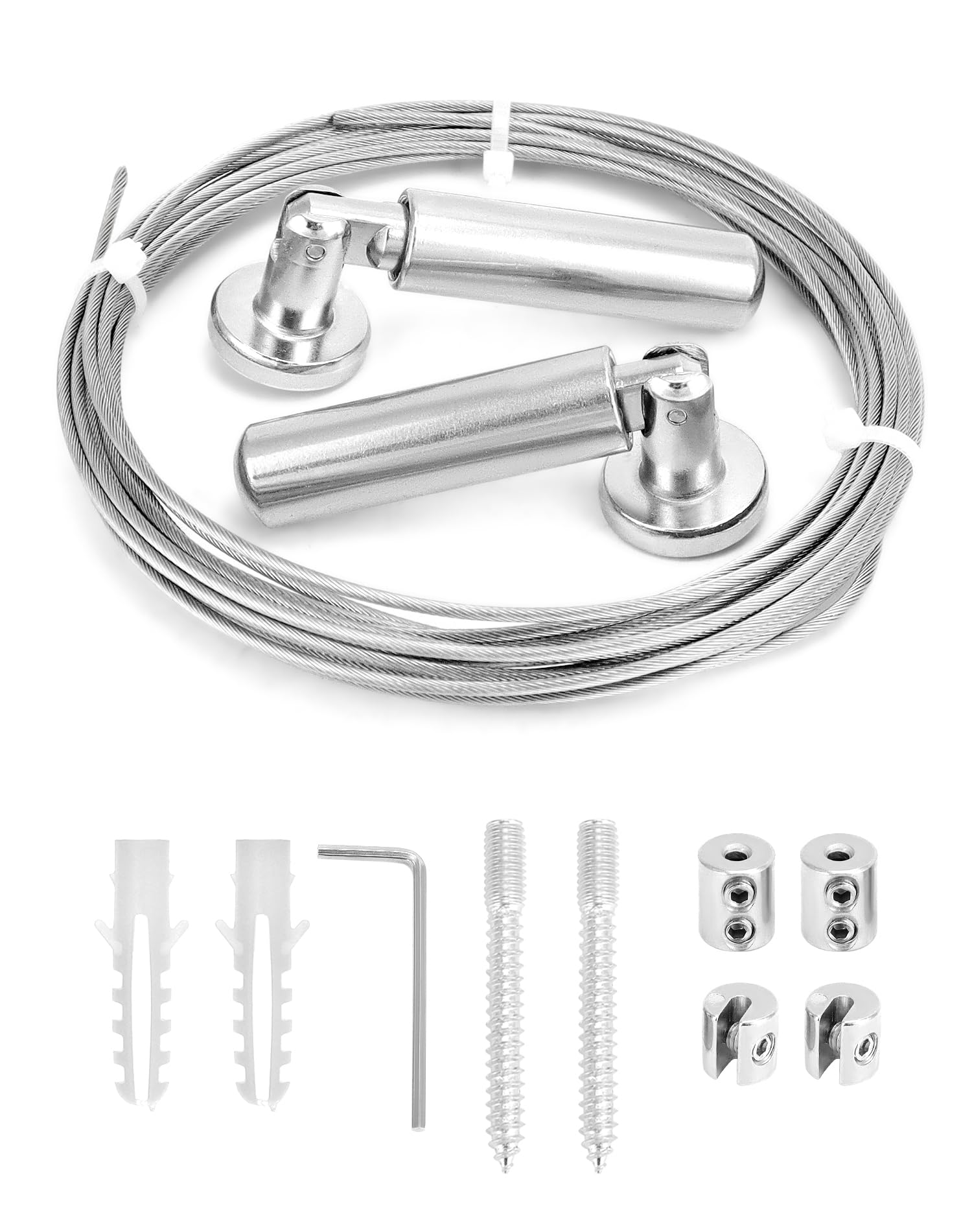 Amazon.com: QWORK 16FT Stainless Steel Wall Mount Curtain Wire Rod Set ...