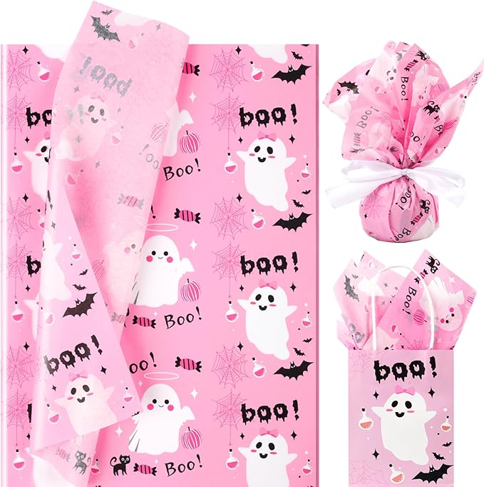 Amazon.com: Bolsome 100 Sheets 20 * 14 Inches Pink Boo Tissue for Gift ...
