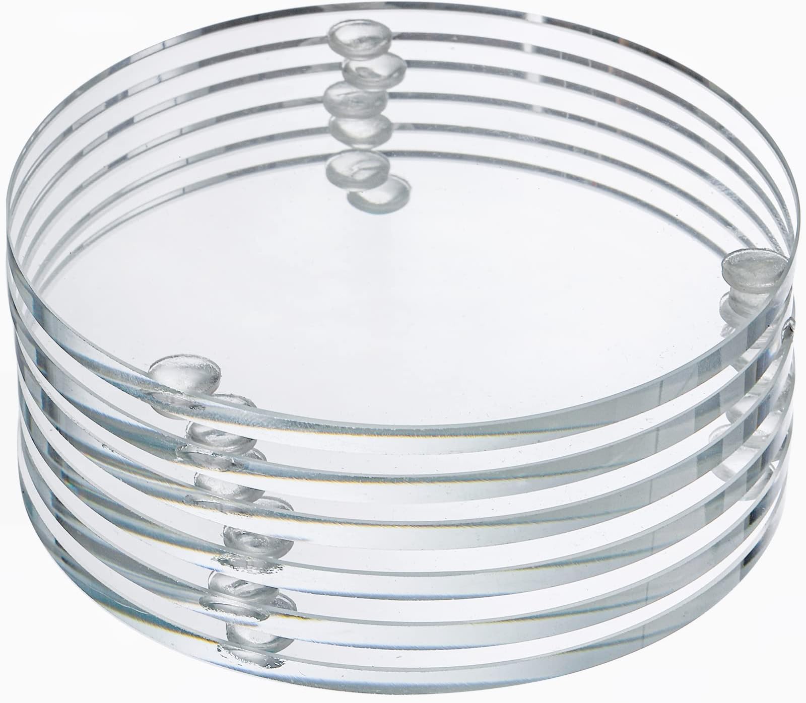 Amazon.com | Huang Acrylic 4" Round 4-Coaster Set w/Holder (Clear ...