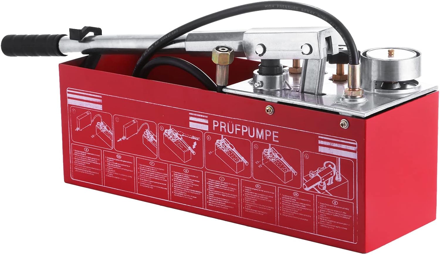 VEVOR Bomba de Prueba, 0-50 bar / 5 MPa / 725 psi Manual,Bomba de Prueba 12 L Depósito Prueba de ...