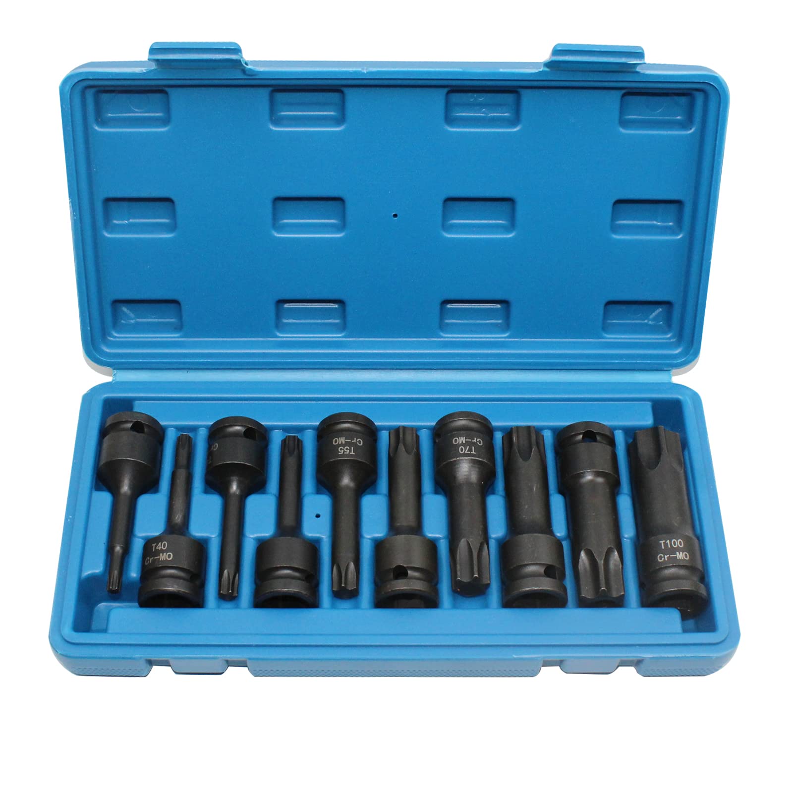 1/2 Inch Torx Impact Socket Set, 10pcs Impact Torx Star Socket Bits, T30 T40 T45 T50 T55 T60 T70 ...