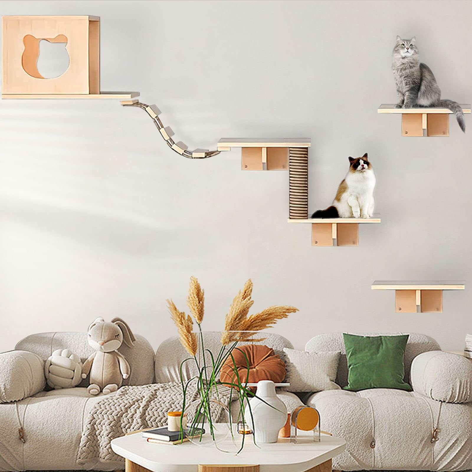 Amazon.com : Cat Wall Shelves Tree Wooden Board for Indoor Cats ...