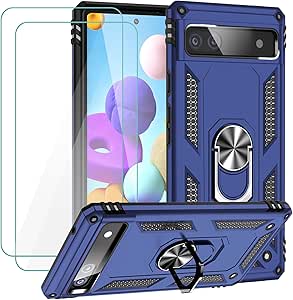 Amazon.com: Muntinfe for Google Pixel 6a Case with Tempered Glass Screen Protector [2 Pack ...