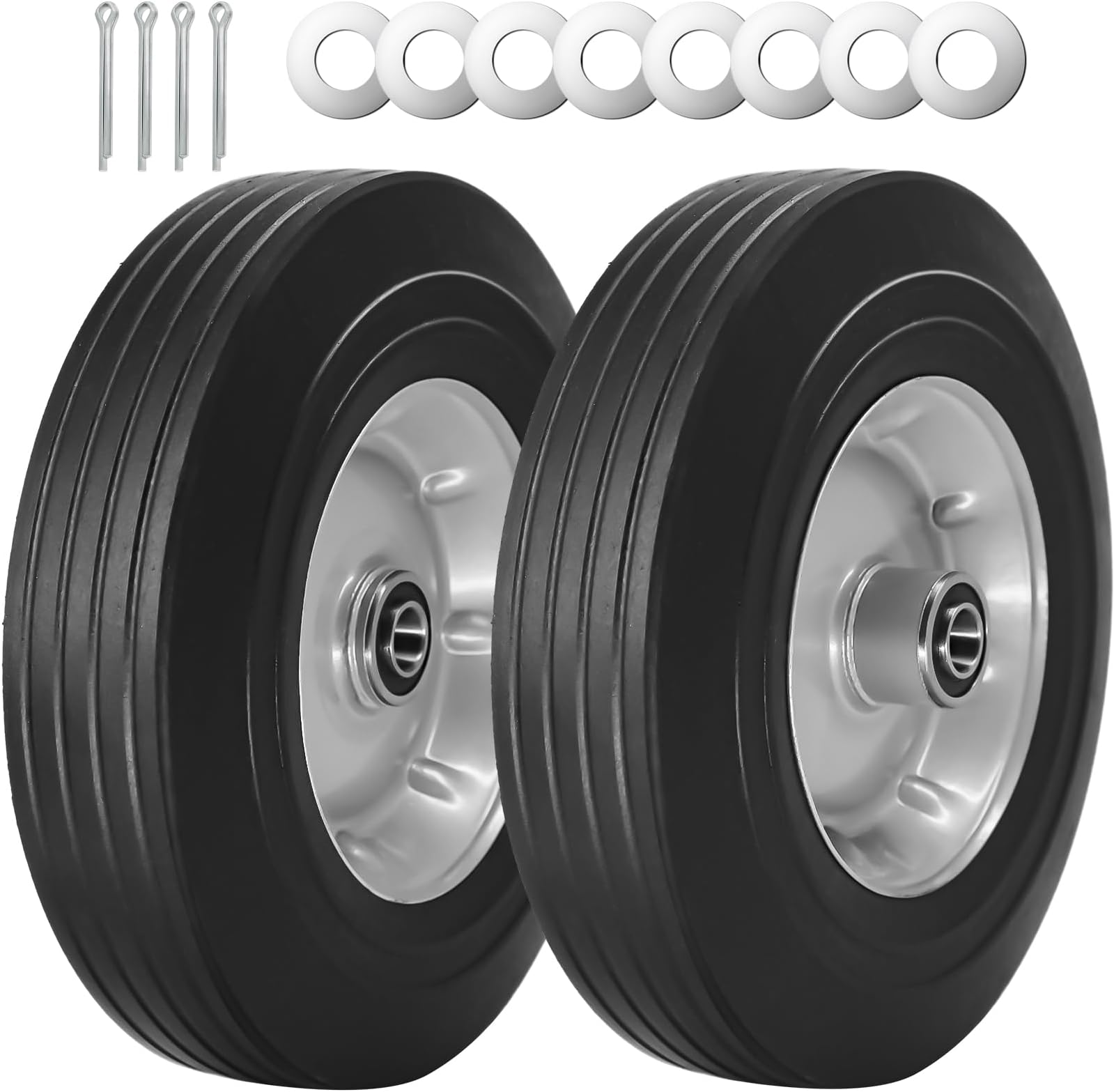 Amazon.com: 10" x 2.5" Run-Flat Solid Rubber Tire Replacement Wheels ...