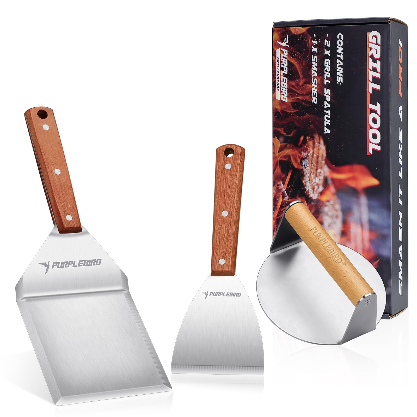 Amazon.com: PURPLEBIRD Smash Burger Press kit 3PCS Set, Stainless ...