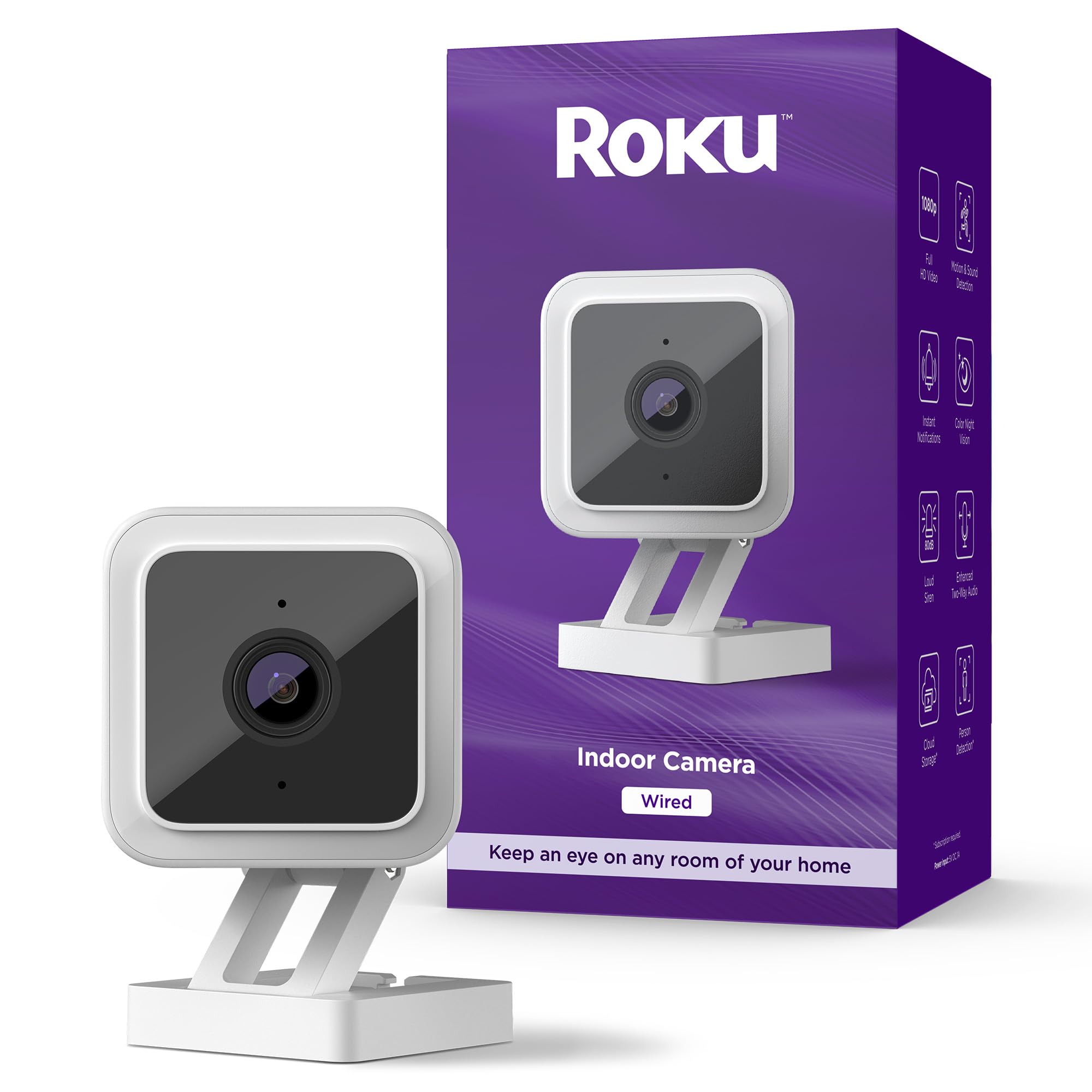 Amazon.com : Roku Indoor Camera for Home Security, 1-Pack - Wired ...
