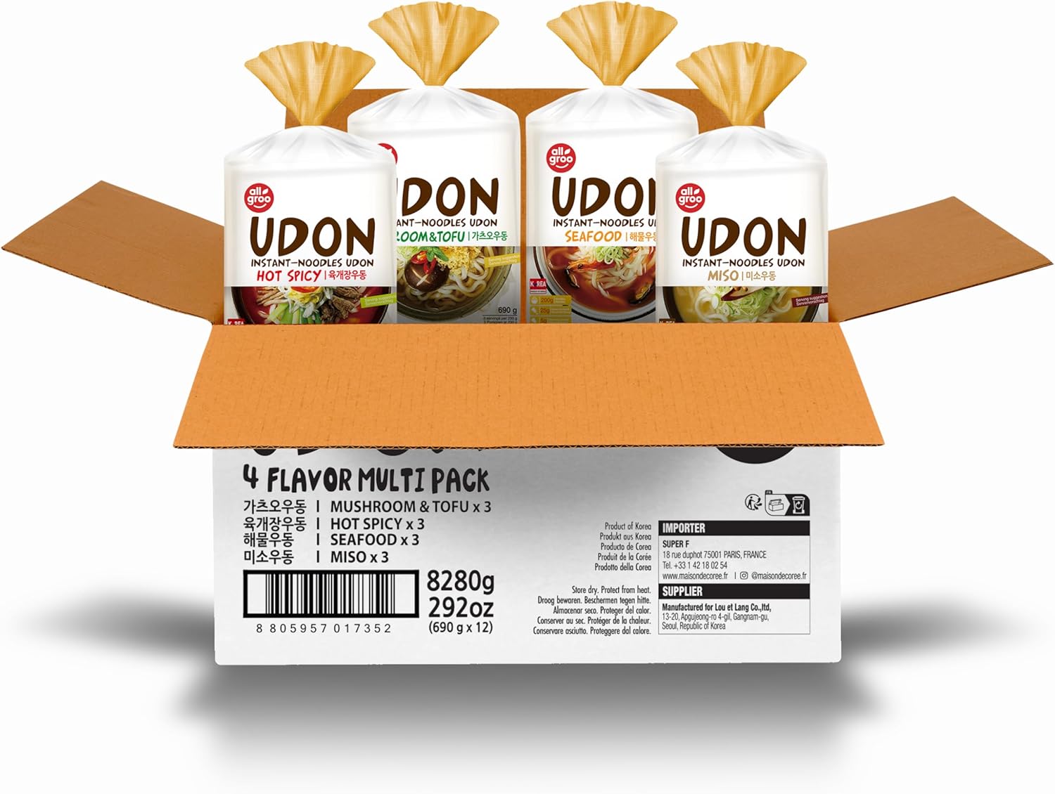 [Korean street] Allgroo_ Korean Instant Udon noodles (4 multi-flavors ...