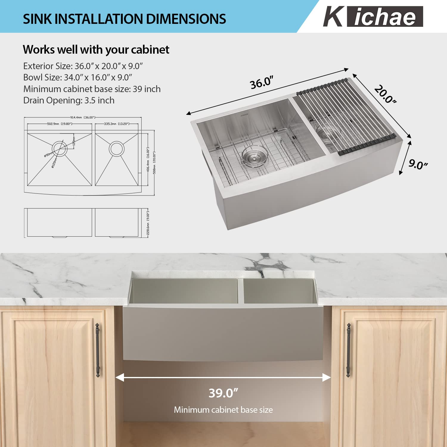 Snapklik.com : 36 Double Farmhouse Sink - 36 Inch Kitchen Sink Double ...