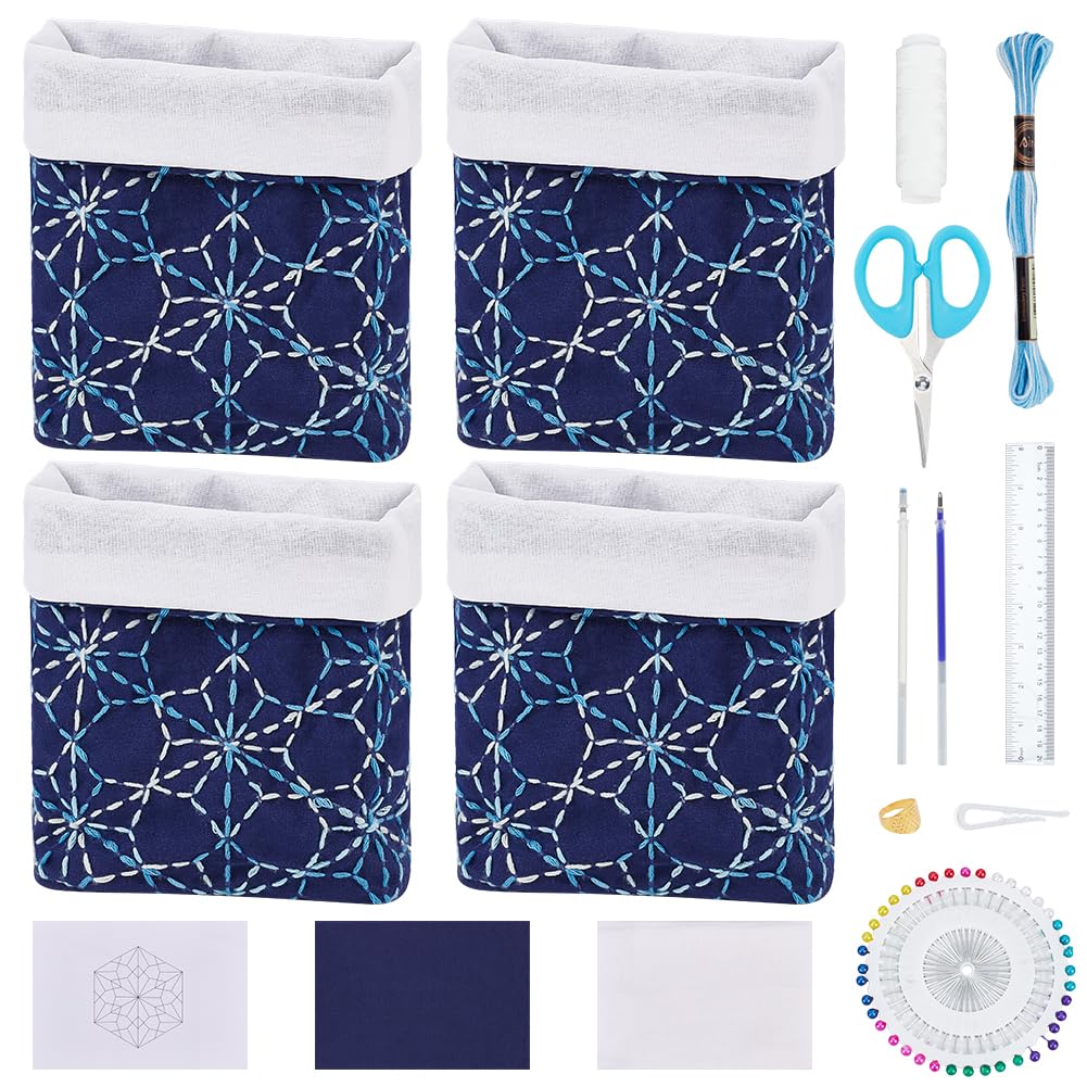 Amazon.com: FREEBLOSS 4 Set DIY Sashiko Kit Mini Storage Basket Dark ...