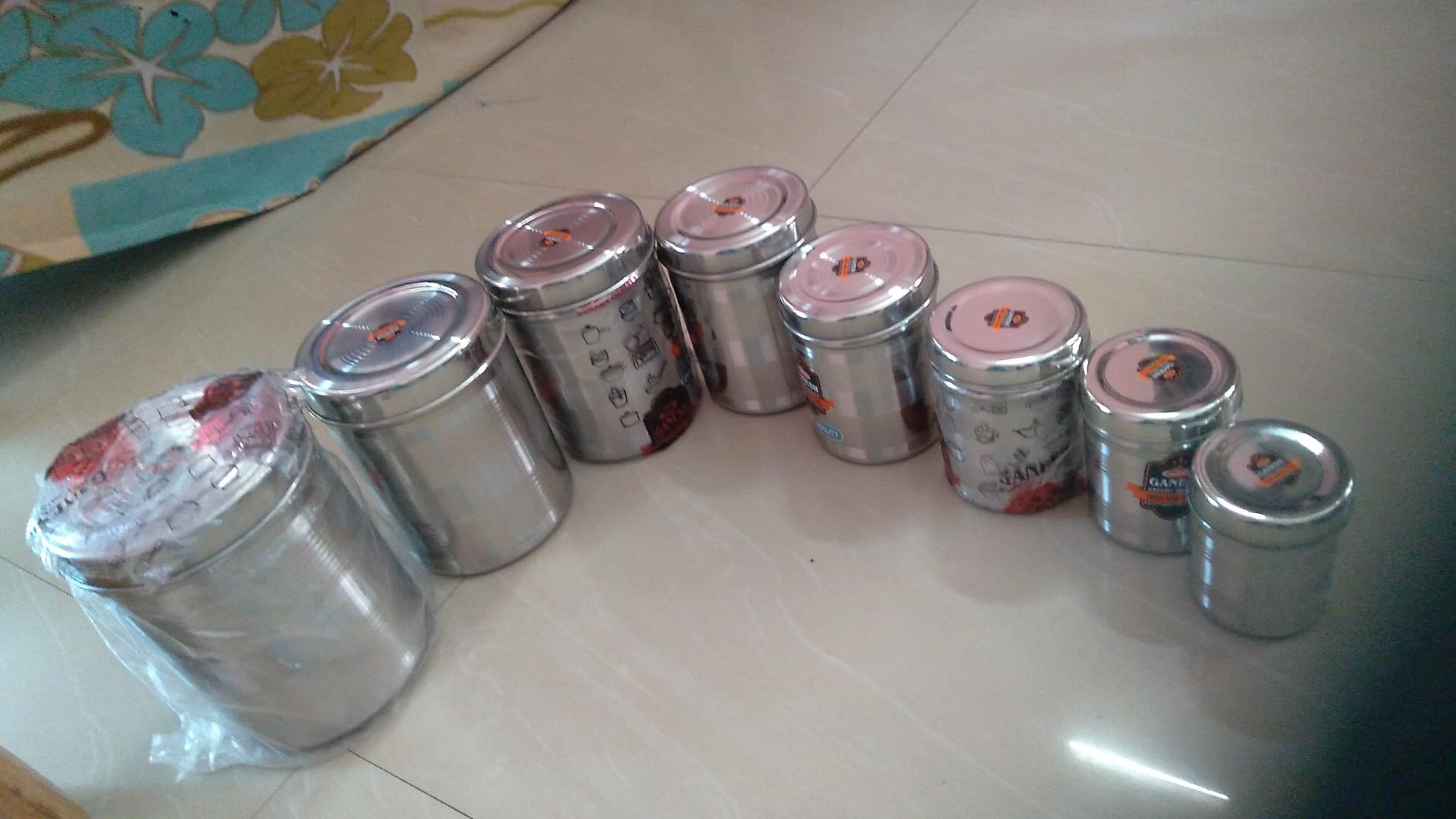 Buy Tactware Stainless Steel Kitchen Storage Canister(Dabba)-Set of 8 ...