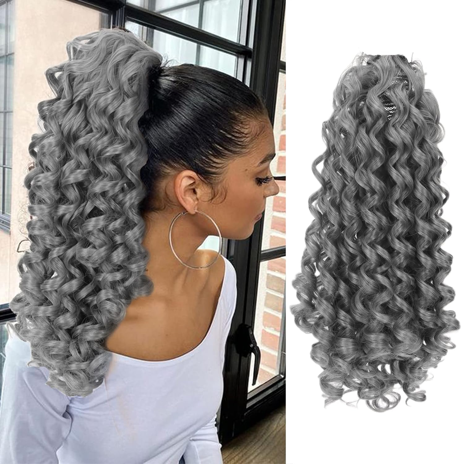 Amazon.com : Oseti Drawstring Curly Wavy Ponytail Extension for Black ...