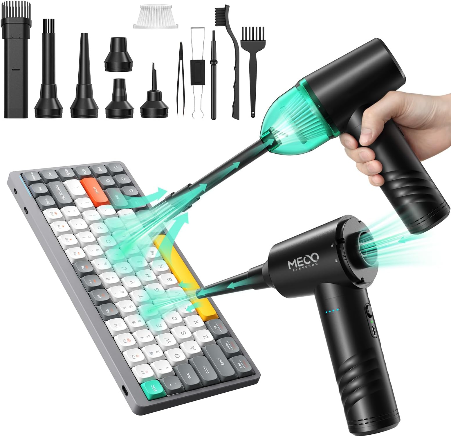 Amazon.com: MECO ELEVERDE Compressed Air Duster Mini Vacuum 4in1 ...