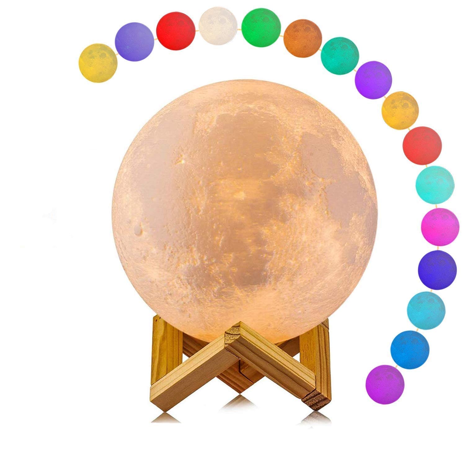 GLIVE (LABEL) Rechargeable Lunar Night Lamp Moon Light 3D Printing 16 ...