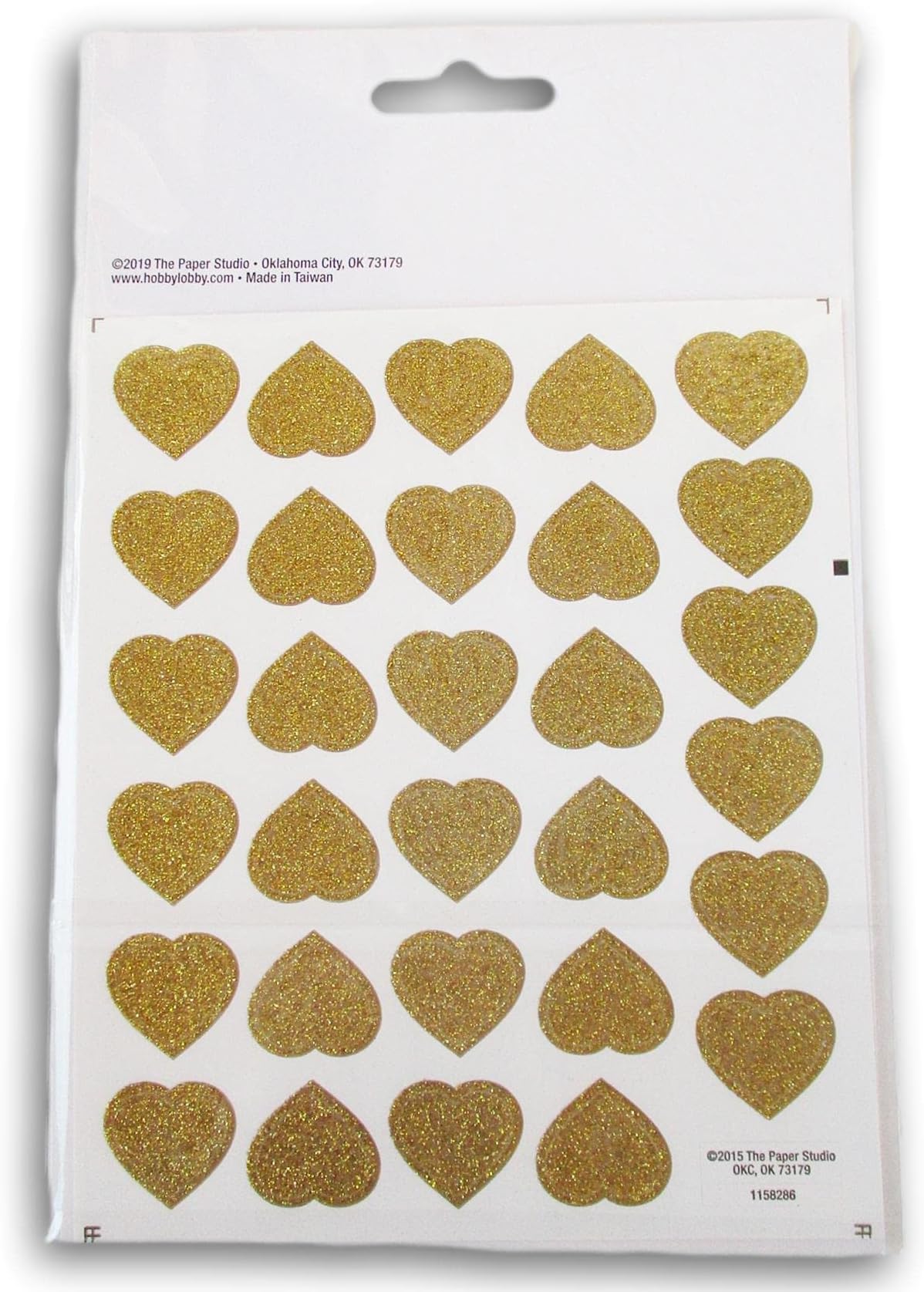 Amazon.com: Playside Creations Gold Glitter Heart Stickers Adhesive ...