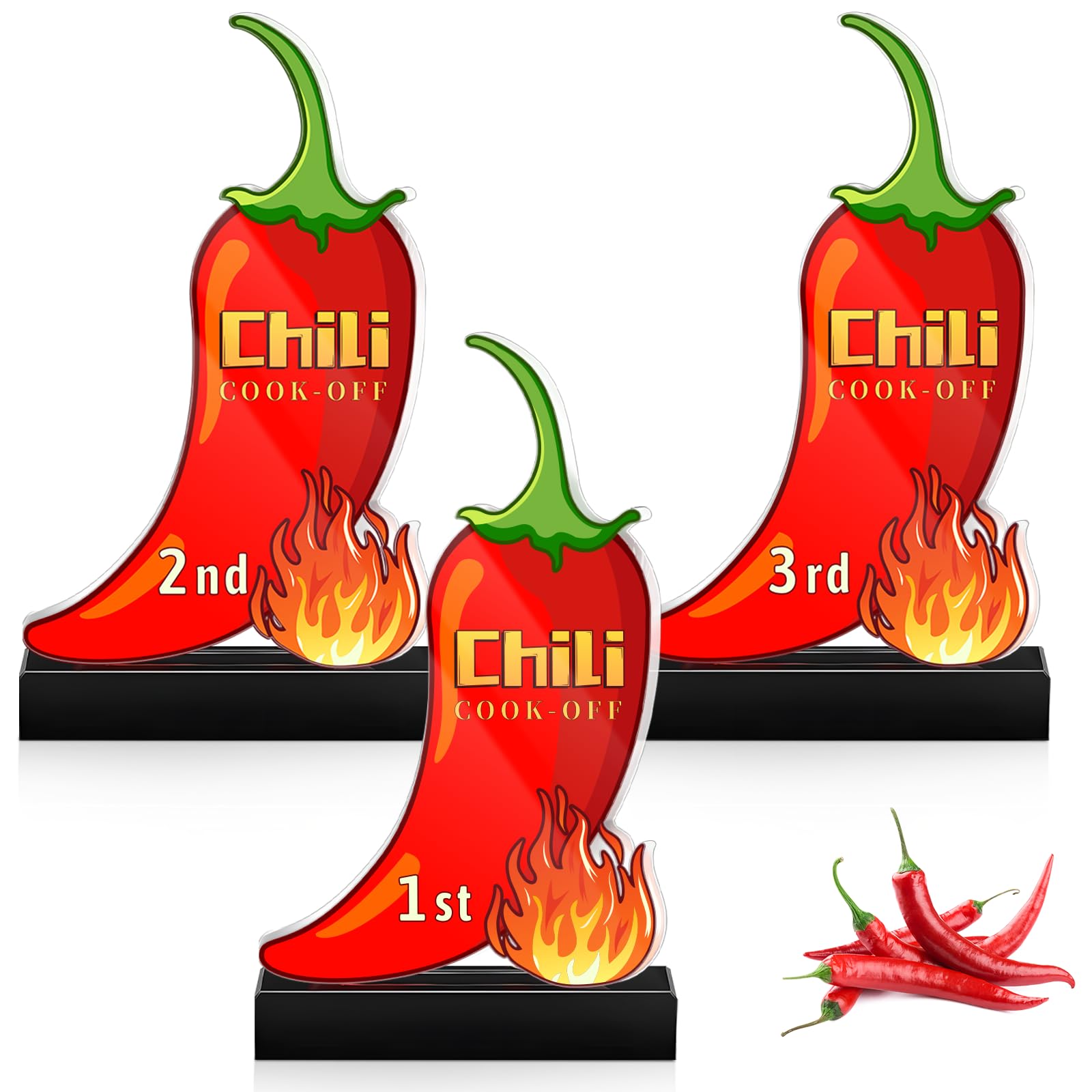 Amazon.com : soleim 3 Piece Chili Cook Off Trophy Set,Acrylic Chili ...