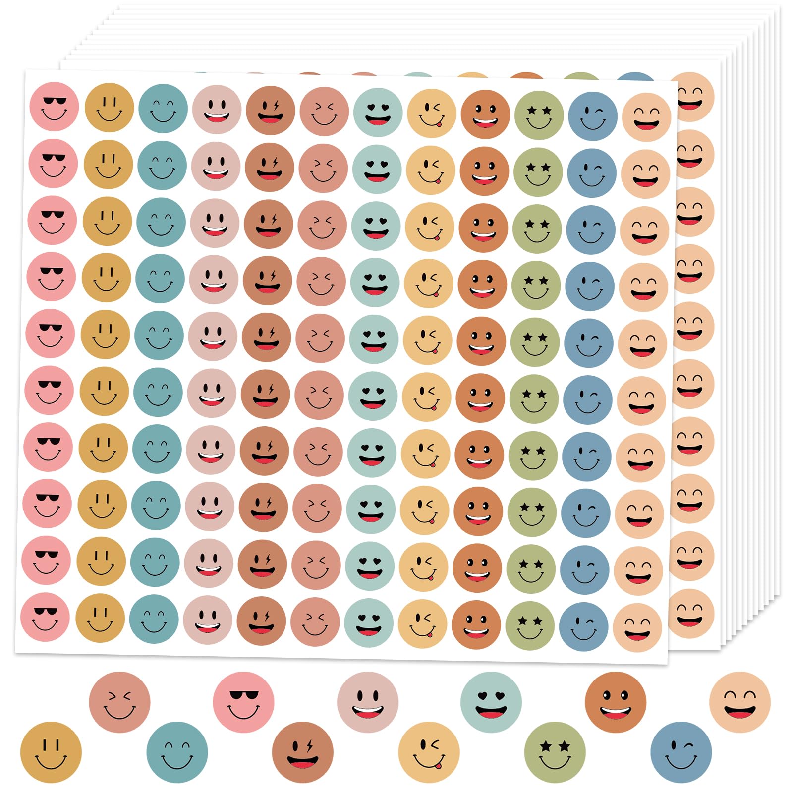 Snapklik.com : 6000 Pieces Boho Happy Smile Face Stickers, Round Small ...