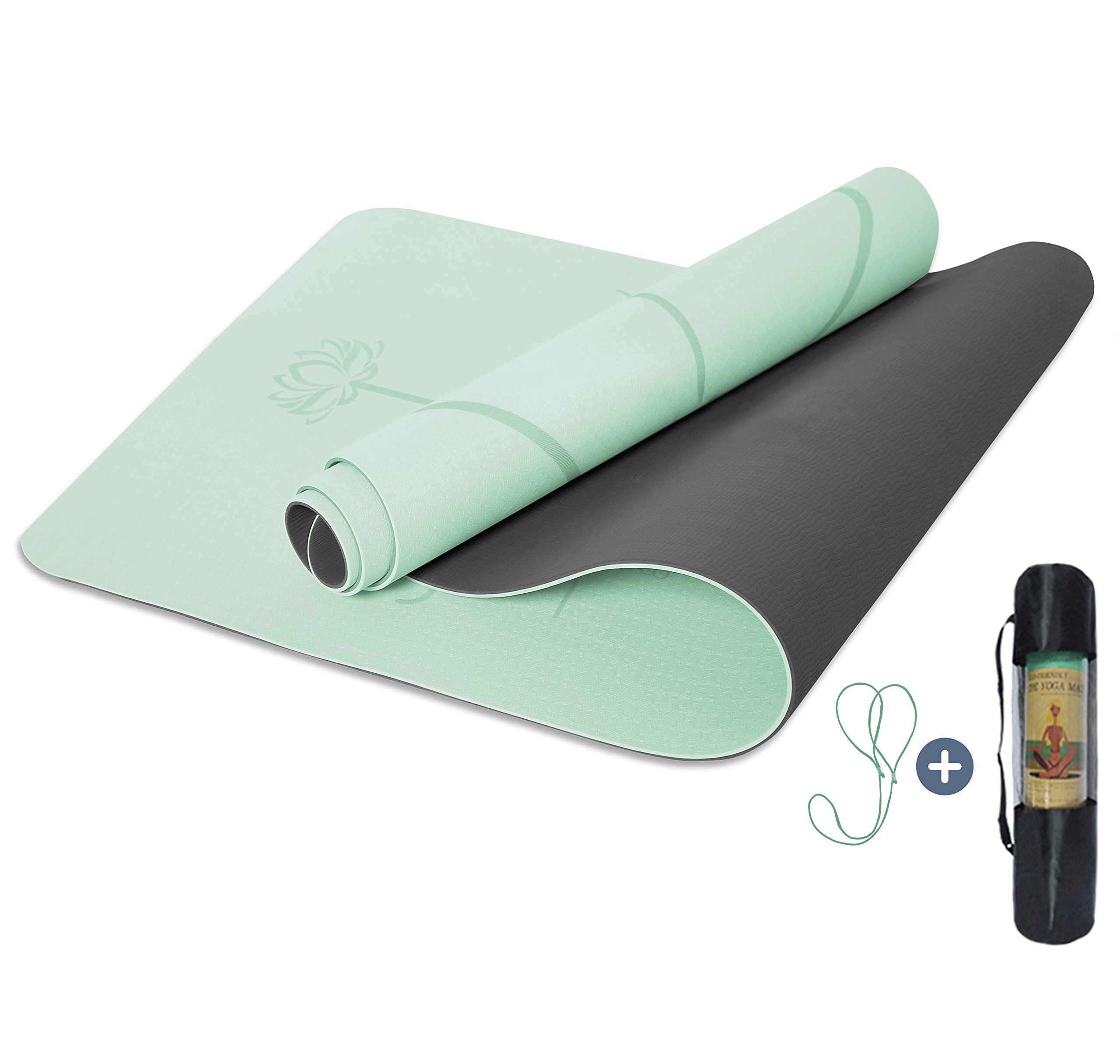 Yoga Mat Non Slip, Pilates Fitness Mats with Alignment Marks, Eco ...