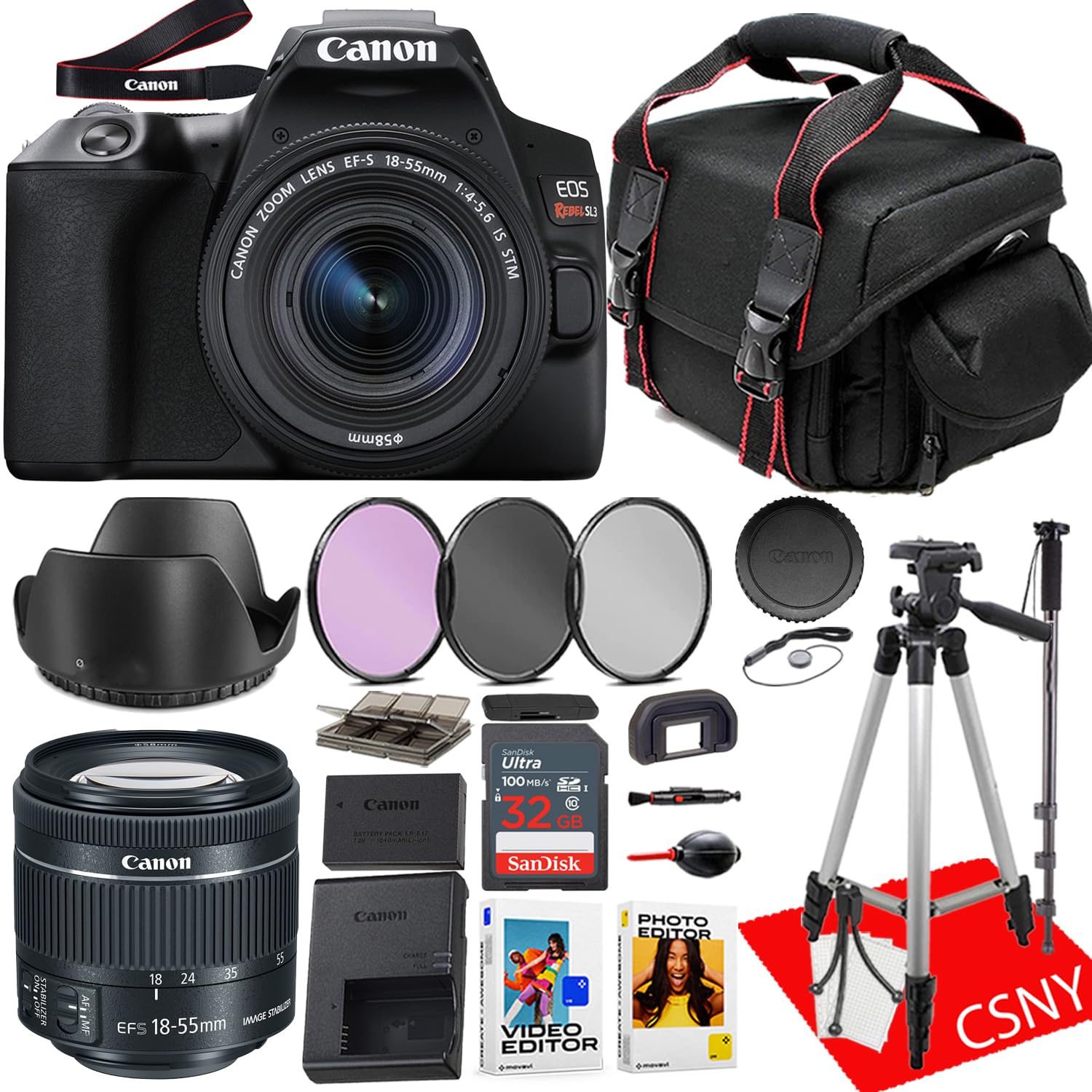 Amazon.com : Canon EOS Rebel SL3 DSLR Camera with 15-55mm Lens + 32 GB ...
