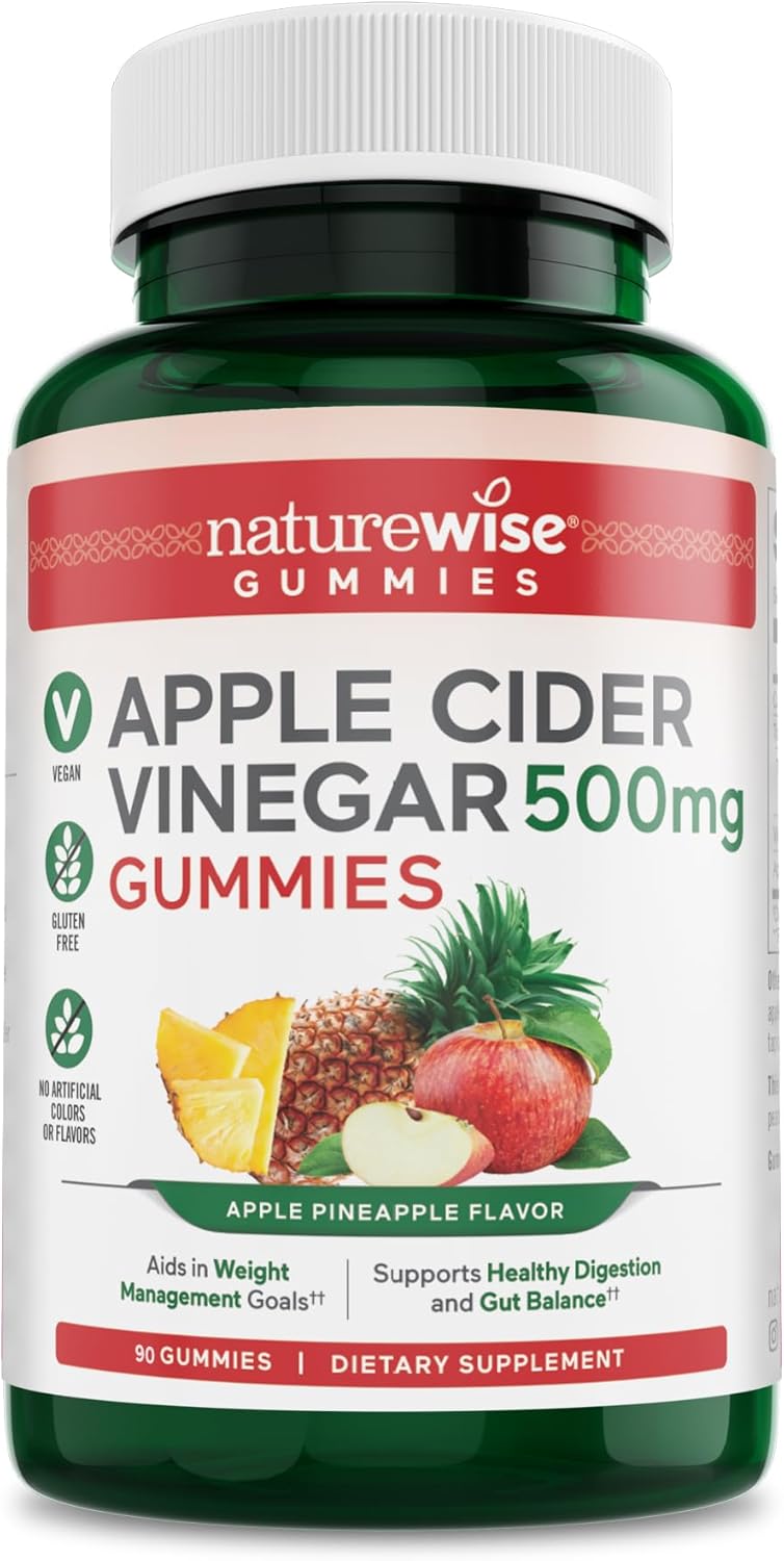 Amazon.com: NatureWise Apple Cider Vinegar Gummies - 500mg ACV Gummies with Vitamin B12 - Apple ...