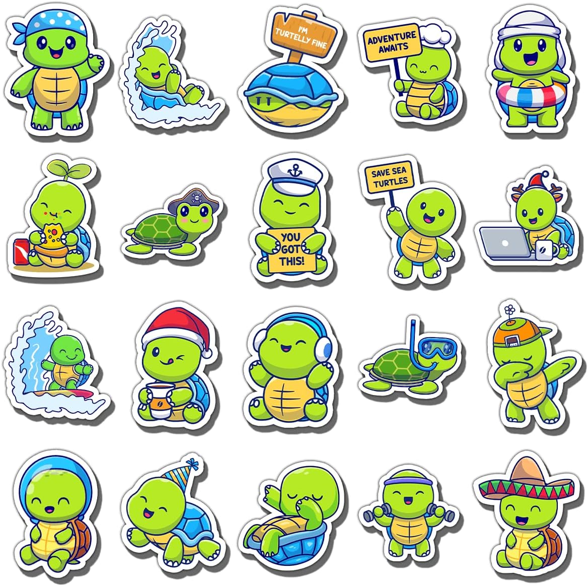 Amazon.com: GOLEEX 20 Pack Pcs Save The Turtle Sticker Sea Animal ...