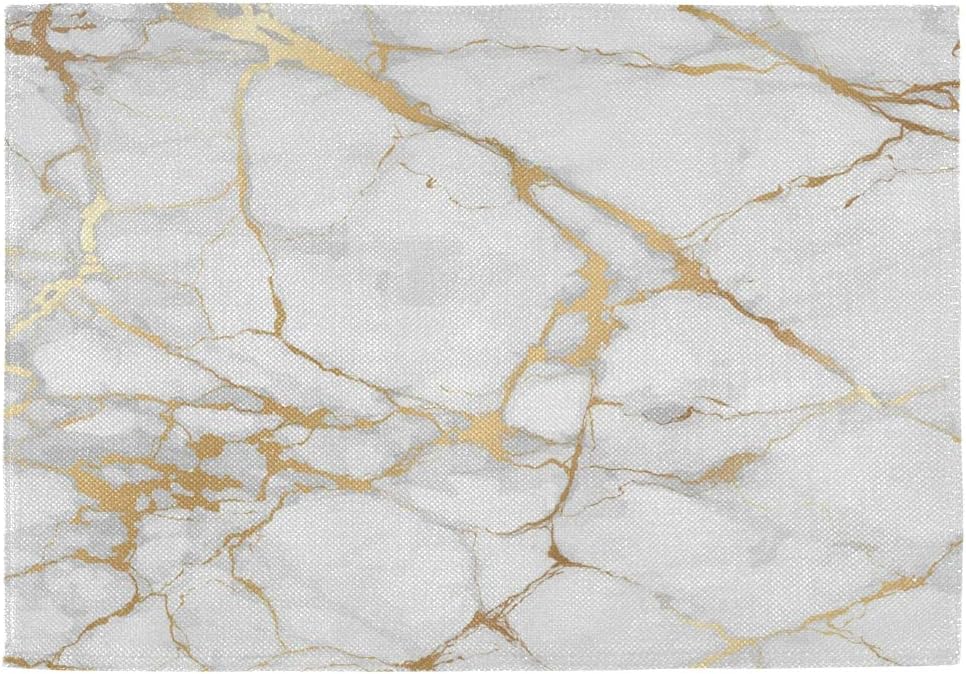 Amazon.com: One Bear Marble Placemats White and Gold Texture Placemat ...