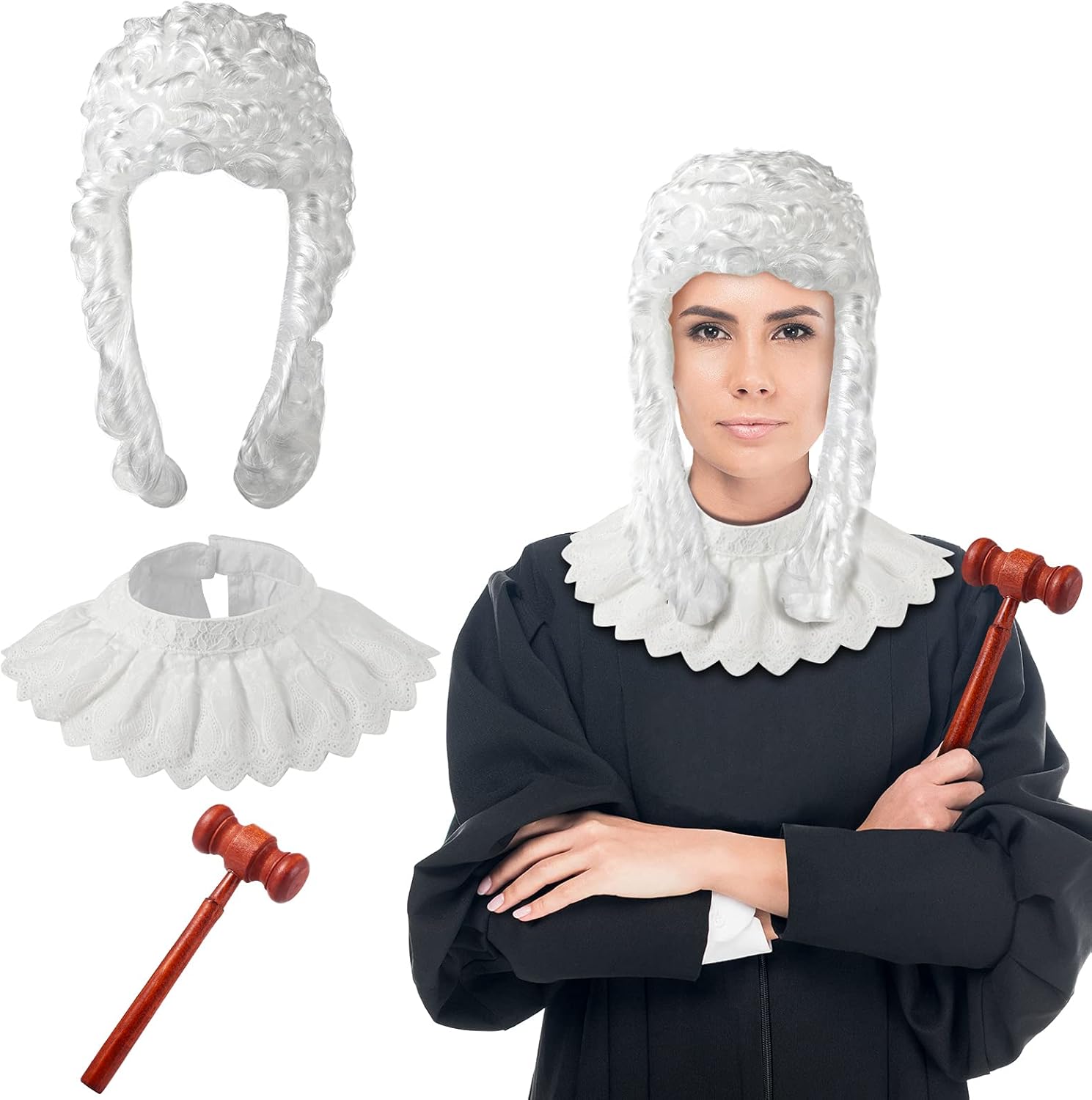 Amazon.com: 3 Pieces Halloween Party Judge Cosplay Costume Accessories ...