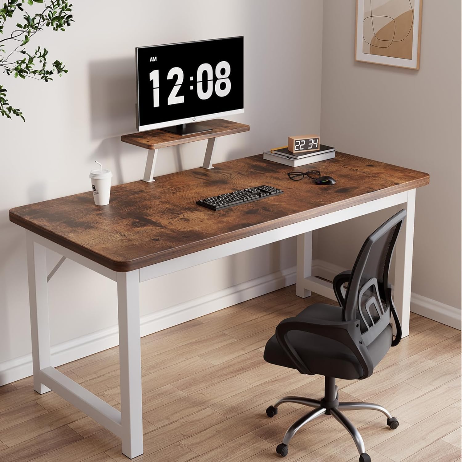 Amazon.com: HDOFM Small Computer Desk,39.4 Inch Small Office Desk with ...