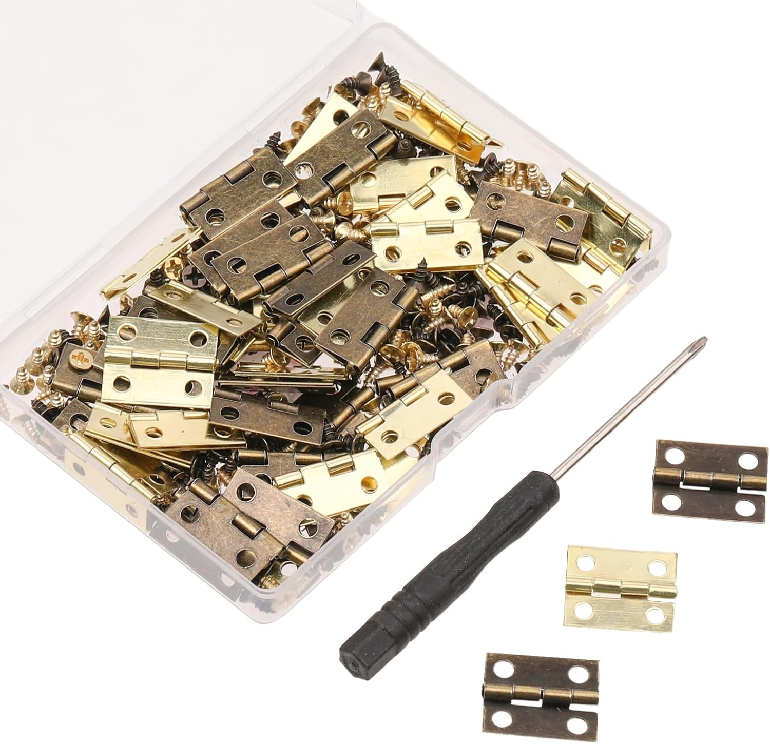 60Pcs Small Brass Antique Mini Hinges, Stainless Steel Folding Butt ...