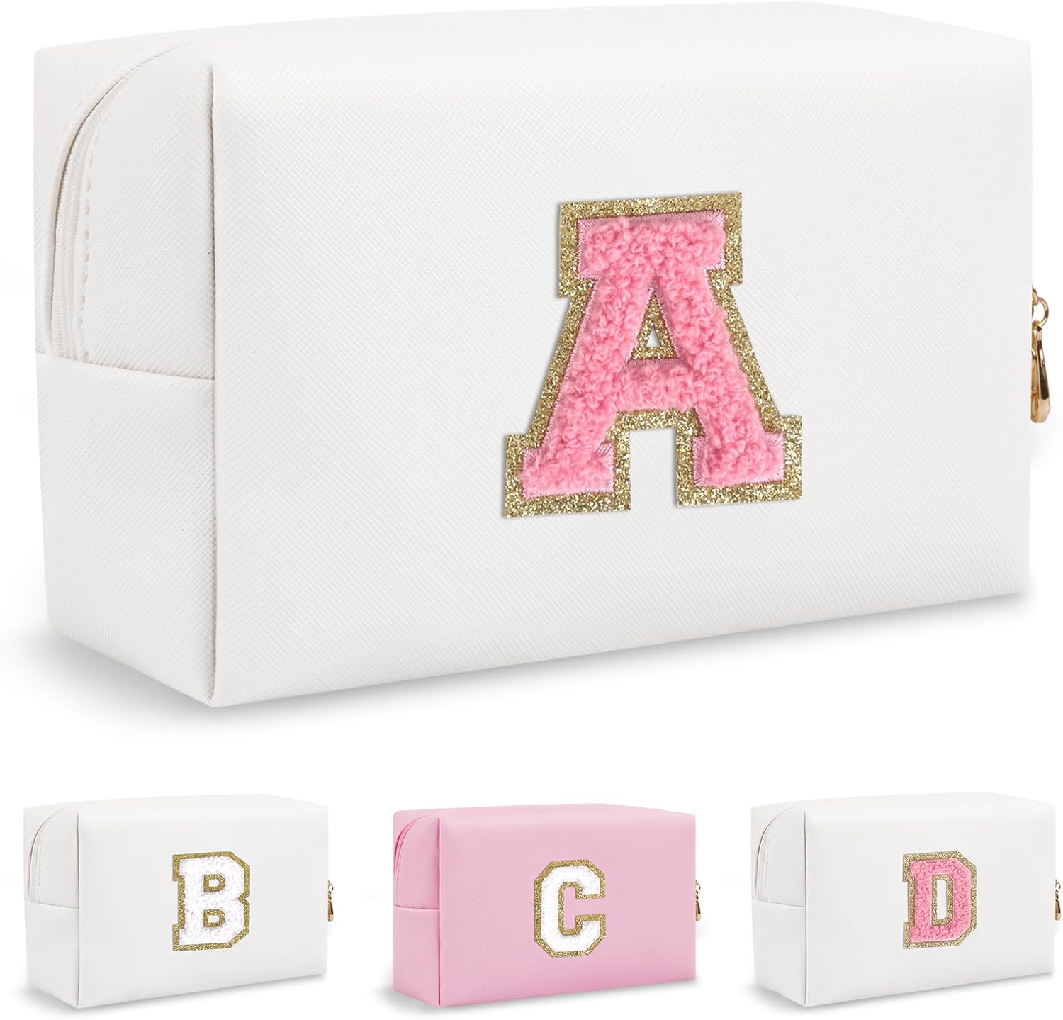 Amazon.com: Personalized Initial Preppy Patch Makeup Bag, Small Travel ...