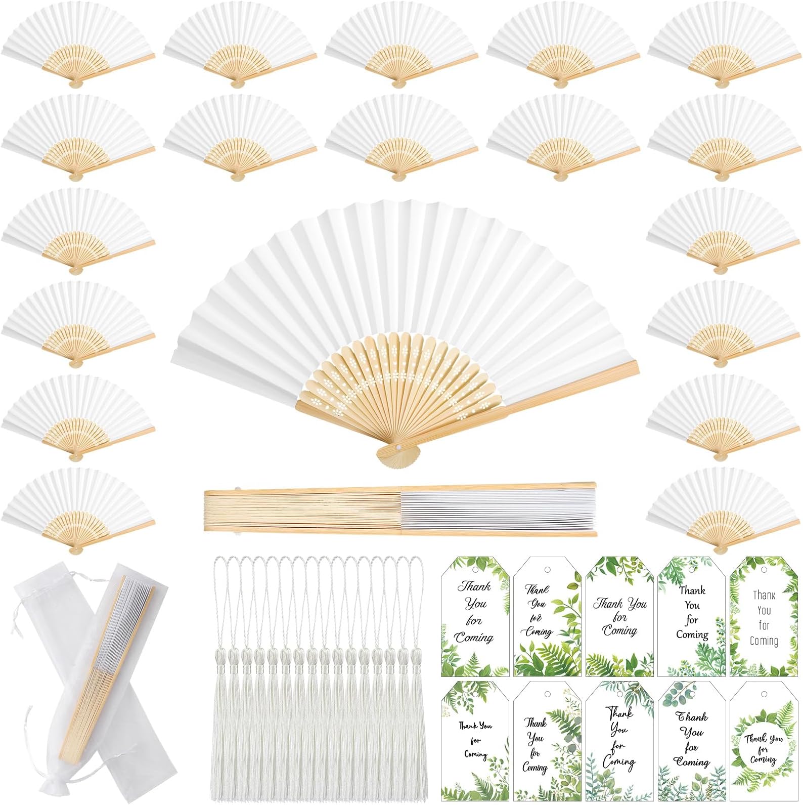 Amazon.com: Pinkunn 100 Pcs Sage Green Folding Fans for Wedding Paper ...