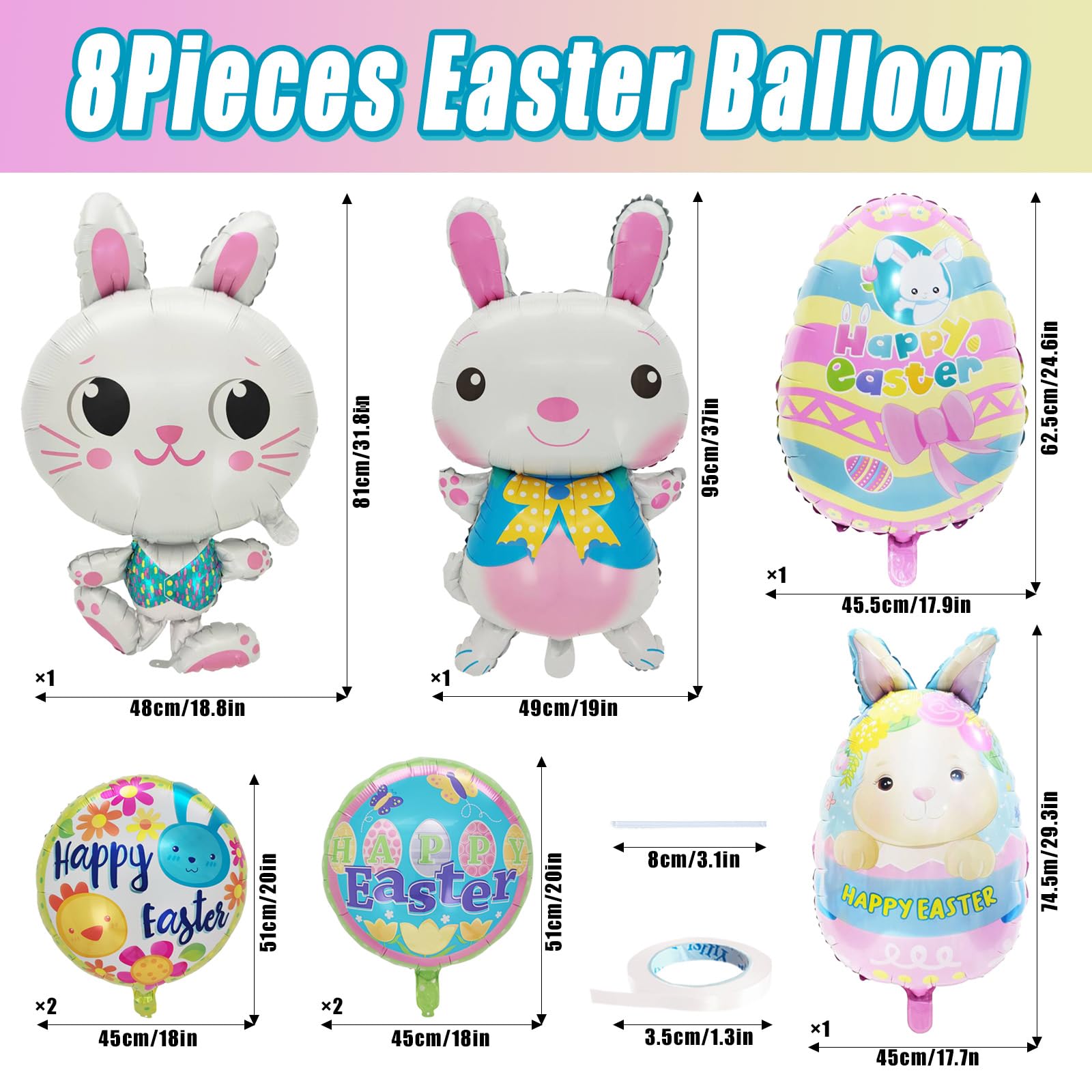 Snapklik.com : Easter Balloons Set - Easter Bunny Balloons Easter Egg ...