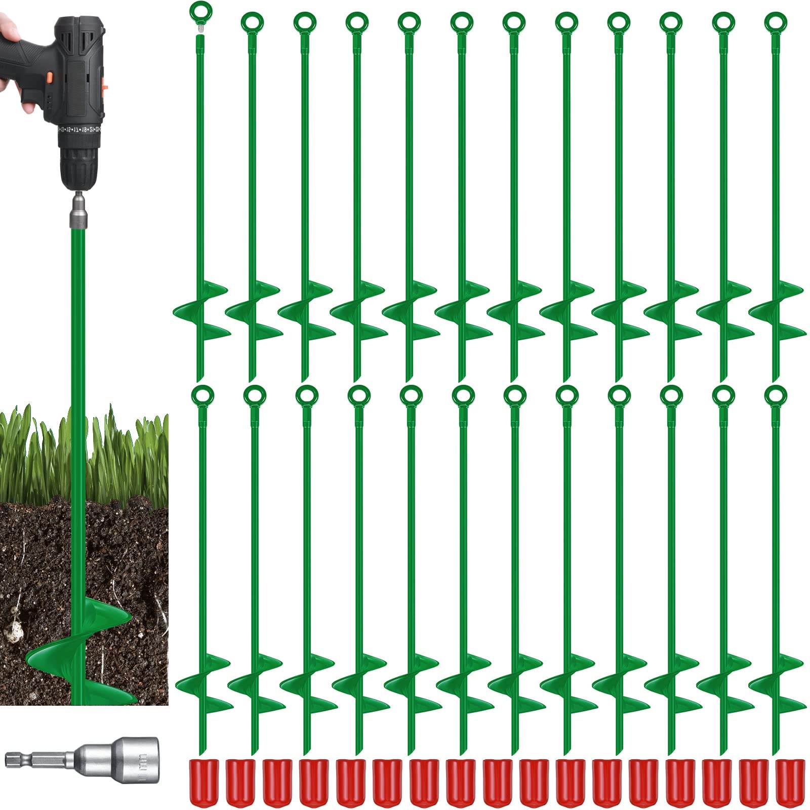 Earth Ground Anchor 18 Inch Spiral Blade Heavy Duty Earth Anchors Swing ...
