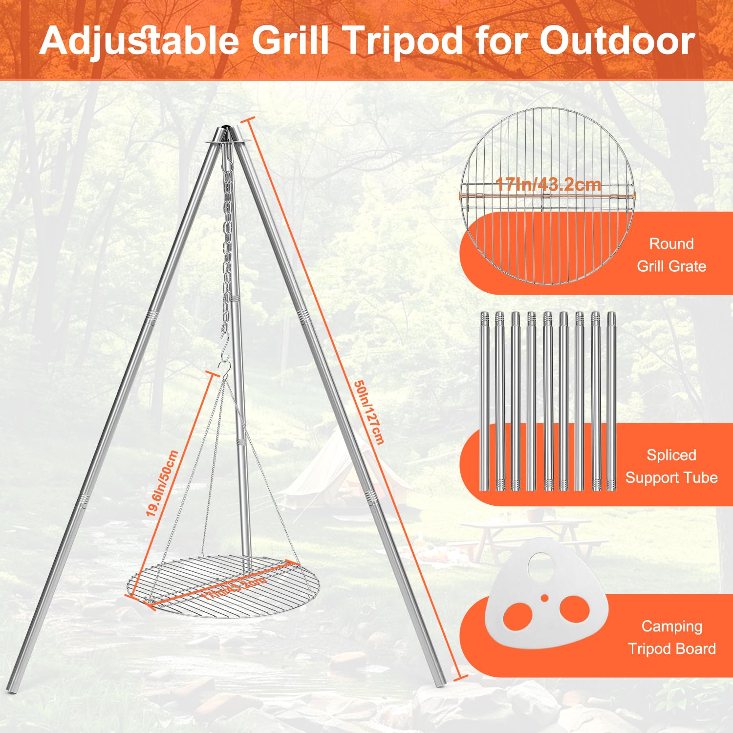 Snapklik.com : HaSteeL Camping Tripod For Outdoor, Adjustable Portable ...