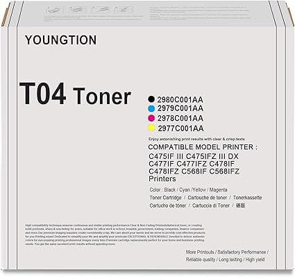 Amazon.com: T04 Toner Cartridge 4-Pack T04 Toner Compatible Replacement for Canon C475iF III ...