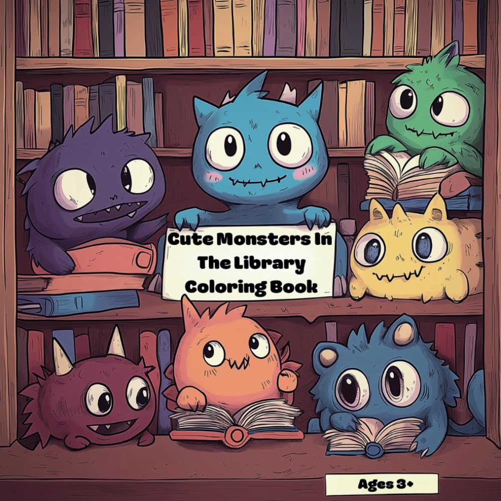 Amazon.com: Cute Monsters in the Library Coloring Book: 50+ Cute and ...