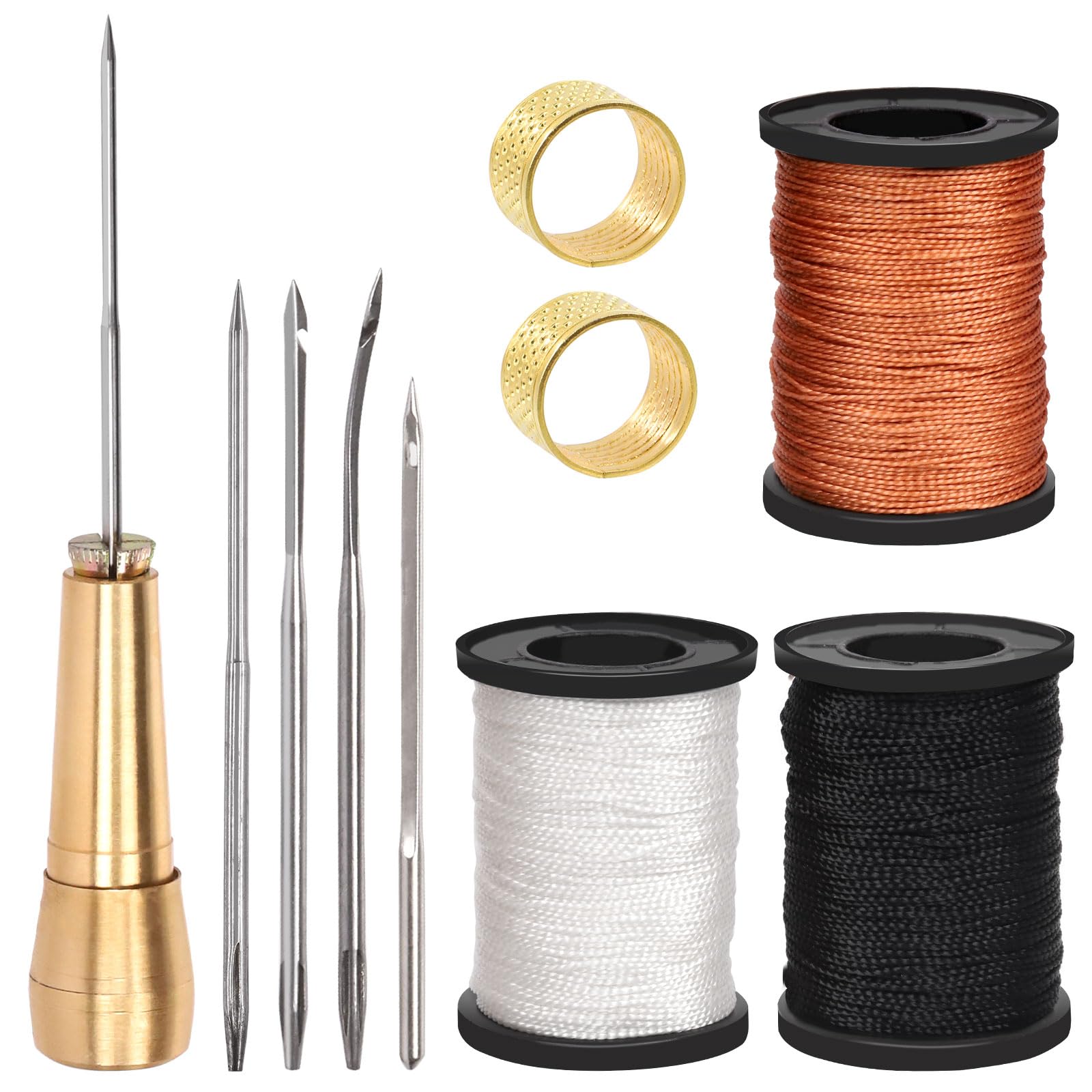 Amazon.com: Swpeet 19Pcs Portable Canvas Leather Sewing Awl and Needle ...