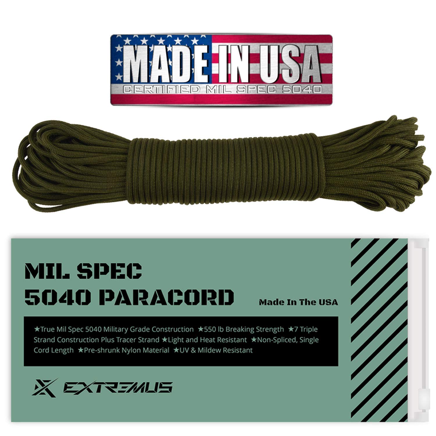 Buy Extremus True Mil Spec 5040 Type III Paracord, Made in The USA ...