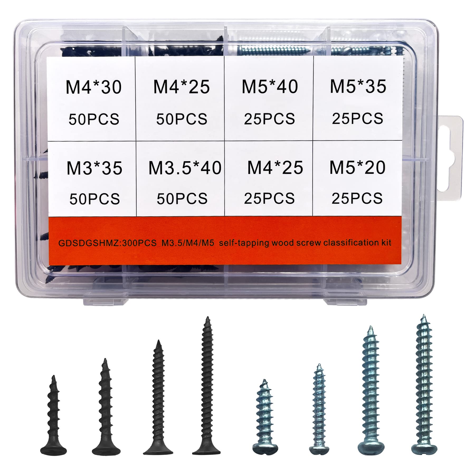 GDSDGSHMZ 300 Pieces, 8 Sizes of Wood Screw Combination kit, Screw Set ...